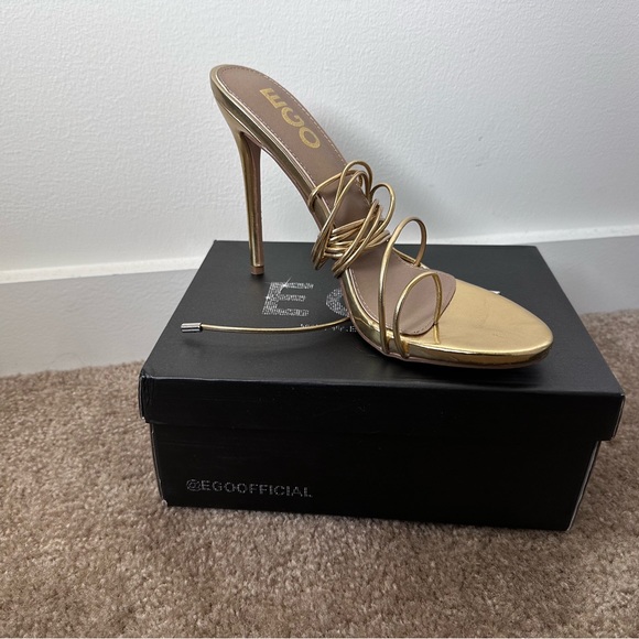 EGO | Shoes | Gelato Lace Up Platform Heel In Gold Metallic Faux ...